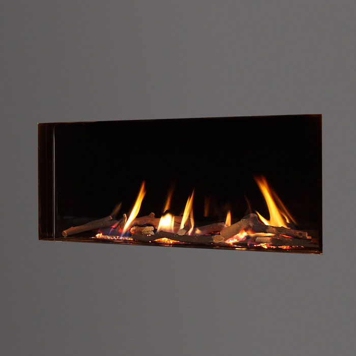 Eden Elite Slimline Hole in the Wall Gas Fire, Trimless, Black Liner